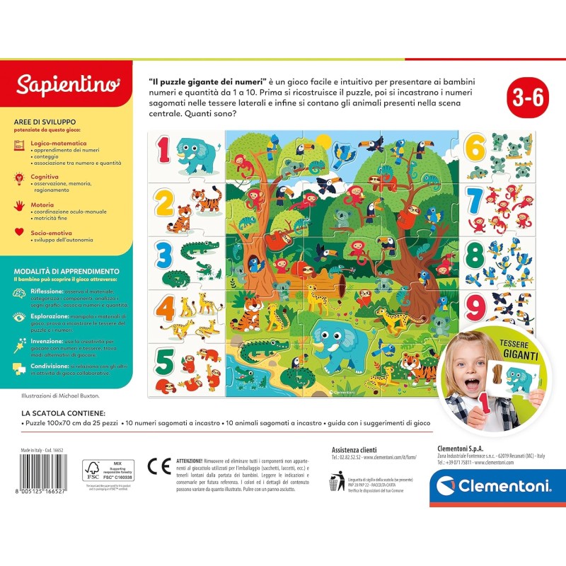 Clementoni - 16652 - Sapientino - Il Puzzle Gigante Dei Numeri - Gioco Educativo Per Imparare I ...