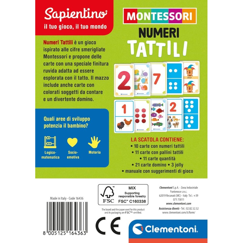 Clementoni - 16436 - Sapientino Carte - Numeri Tattili - Gioco ...